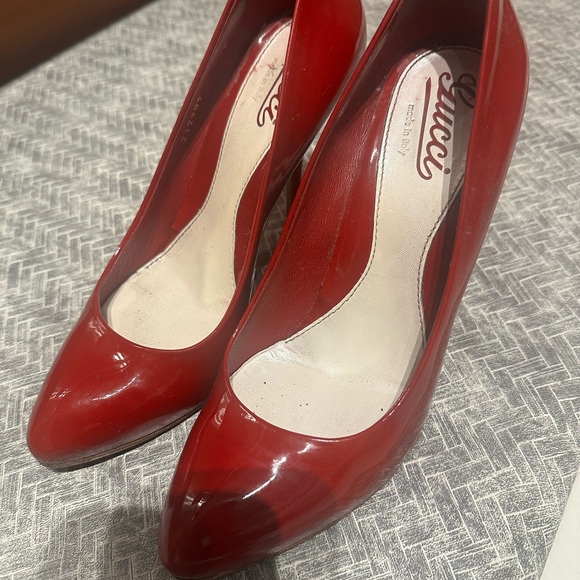 Gucci | Shoes | Authentic Gucci Red Patent Leather Heels Timeless ...